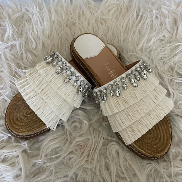 gold & gold | Shoes | Raffia Detail And Rhinestone Slides Size 37 Or 7 ...